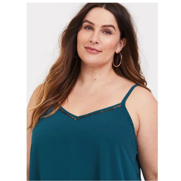 torrid | Tops | Torrid Teal Chiffon Sequin Cami Tank Top 44 | Poshmark